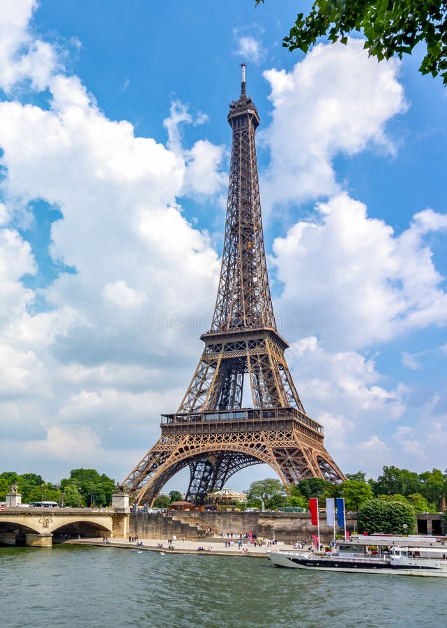 Eiffel Tower and Seine River in Paris, France Stock Image - Image of ...