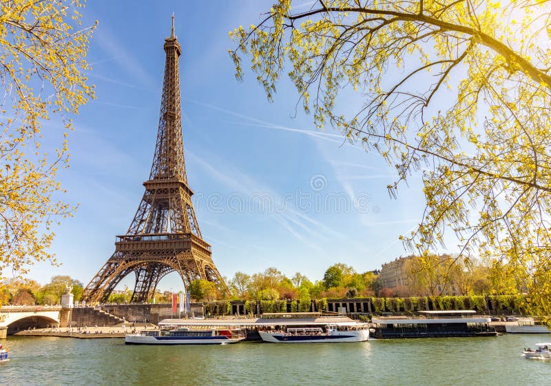 Eiffel Tower and Seine River in Paris, France Stock Image - Image of ...