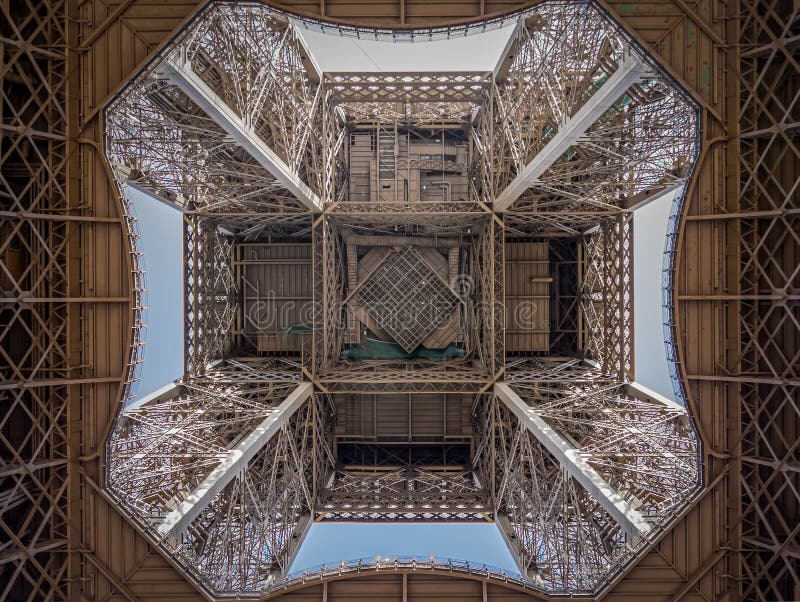 Eiffel Tower Architecture Detail, Simetric Metal Structure from Below ...