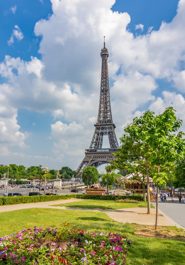 Eiffel Tower in Spring, Paris, France Stock Photo - Image of landscape ...