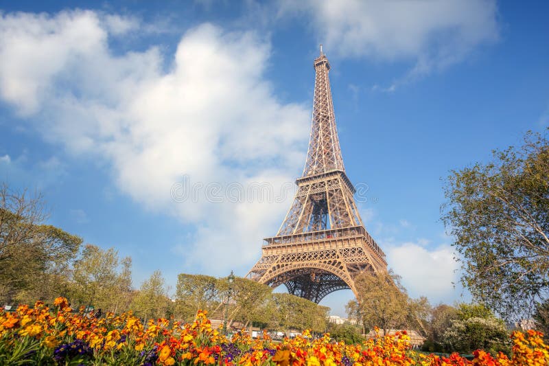 Eiffel Tower during Spring Time in Paris, France Stock Photo - Image of ...