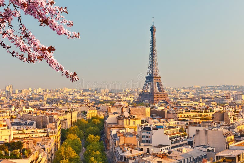 Paris at spring stock image. Image of district, blossom - 88386349