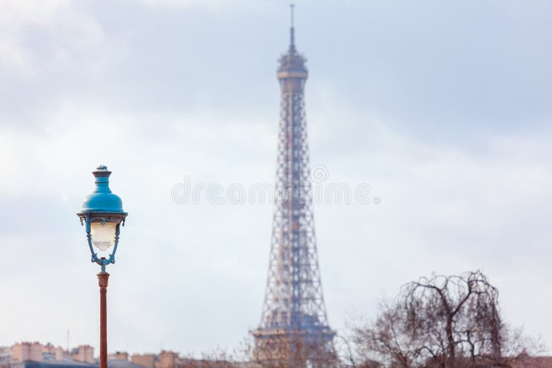 Eiffel Tower and Street Light Stock Image - Image of city ...