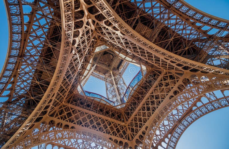 Bottom View of the Eiffel Tower Structure Stock Image - Image of ...