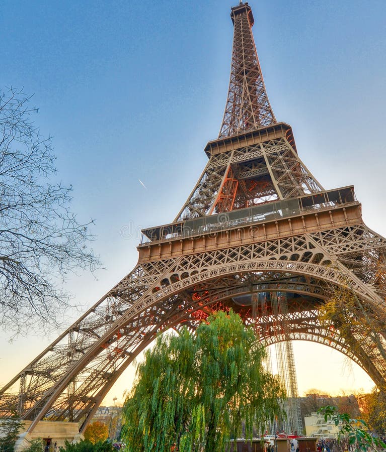 The Eiffel Tower at Sunset, Paris - France Stock Image - Image of city ...