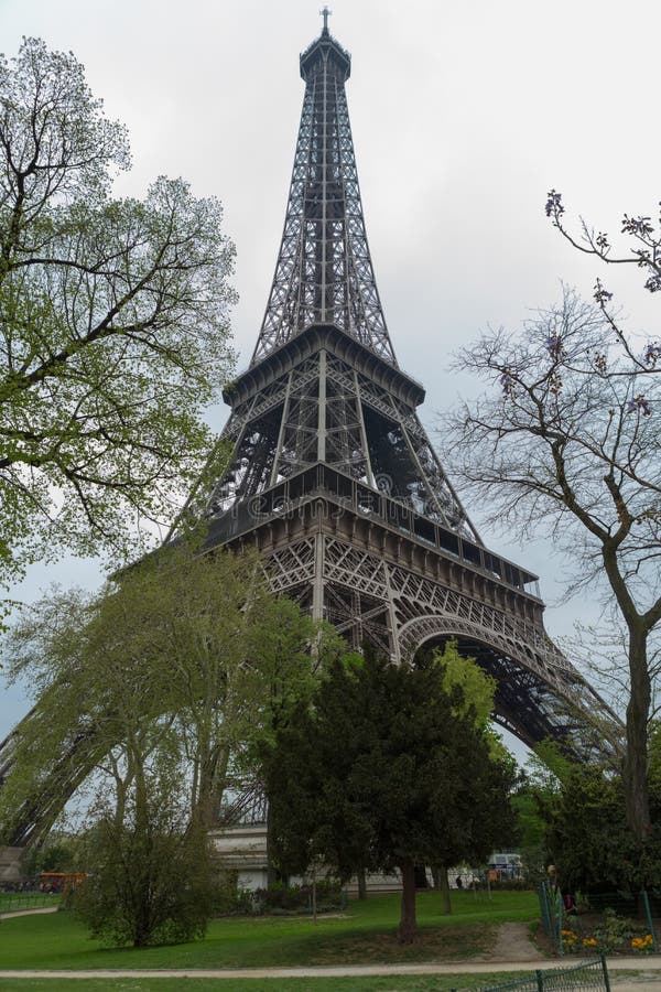 Eiffel Tower Leg Beams, Portrait Stock Image - Image of tourism ...