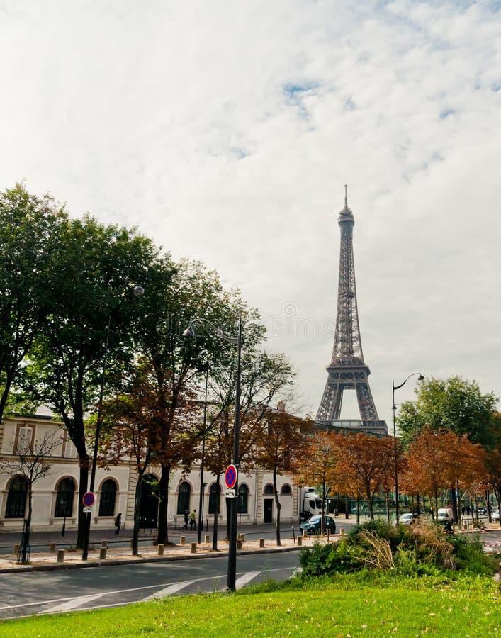 Eiffel Tower View from the Street Stock Image - Image of balcony ...