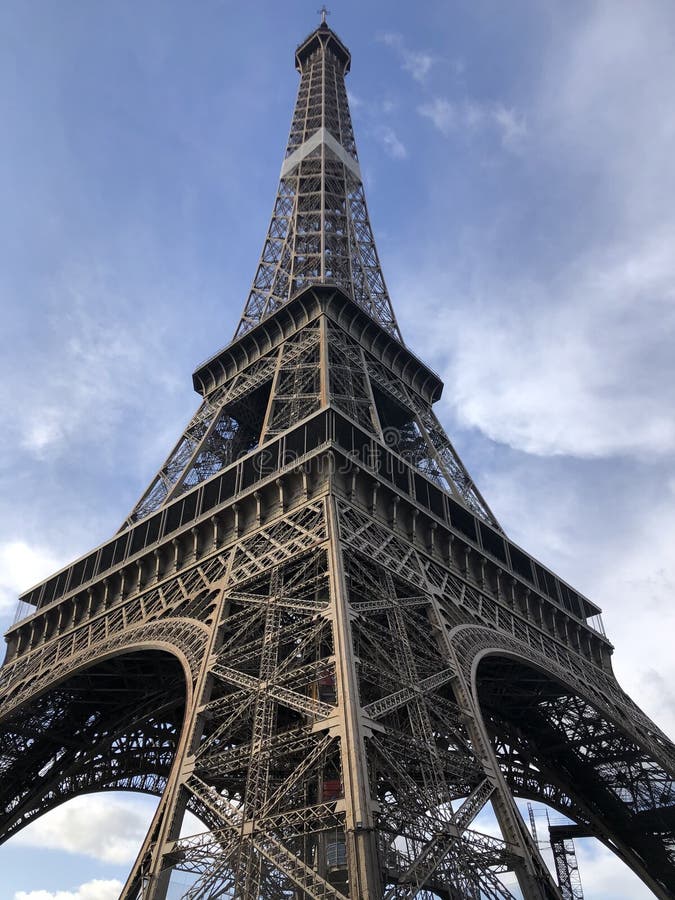 Eiffel Tower, Viewed from Below at an Angle. Close-up Stock Photo ...