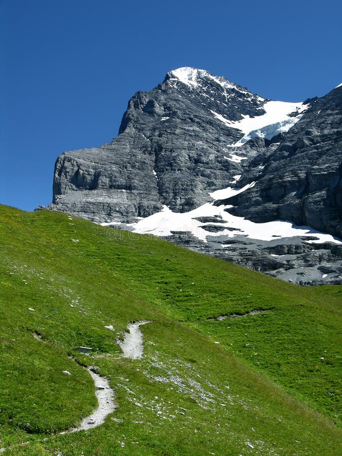 Eiger Mountain (Switzerland) Stock Image - Image of climber ...