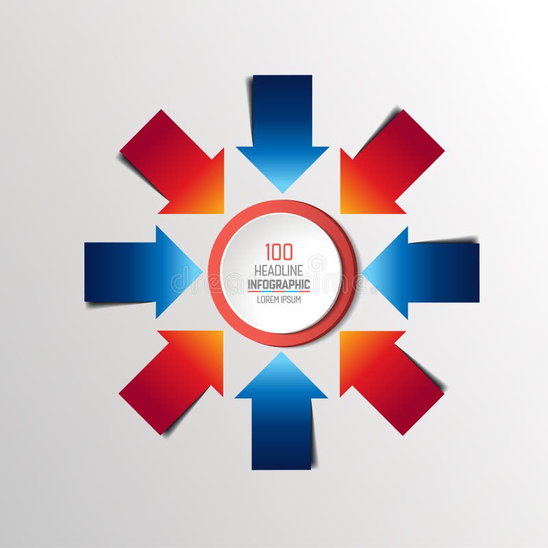 Three Arrows Merging into One Point. Infographics Chart, Scheme Stock ...