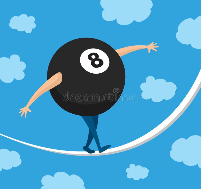 Eight Ball Balancing on a String Pushing Luck Stock Vector ...