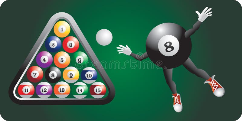 Eight Ball Character by Set of Billiard Balls Stock Vector ...