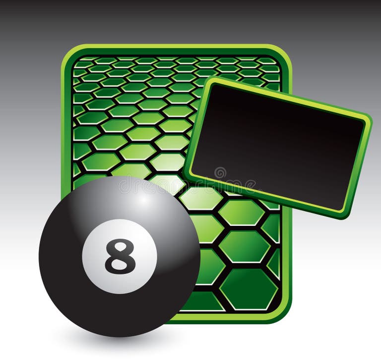 Eight Ball on Green Hexagon Advertisement Stock Vector - Illustration ...