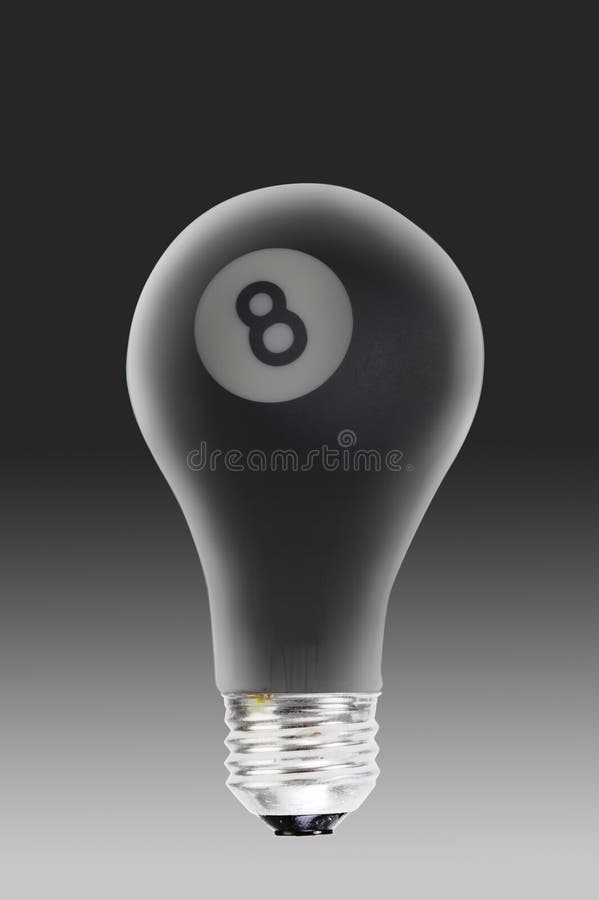 Eight ball in light bulb stock illustration. Illustration of grey ...