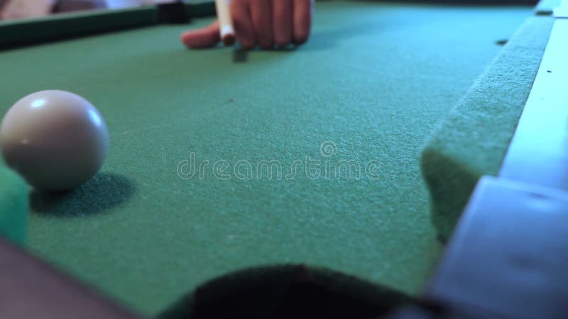 Billiard Table. the Shot Eight Ball Going in Billiard Pocket. Stock ...
