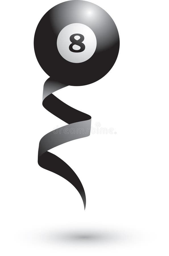 Eight ball on a ribbon stock vector. Illustration of game - 8984408