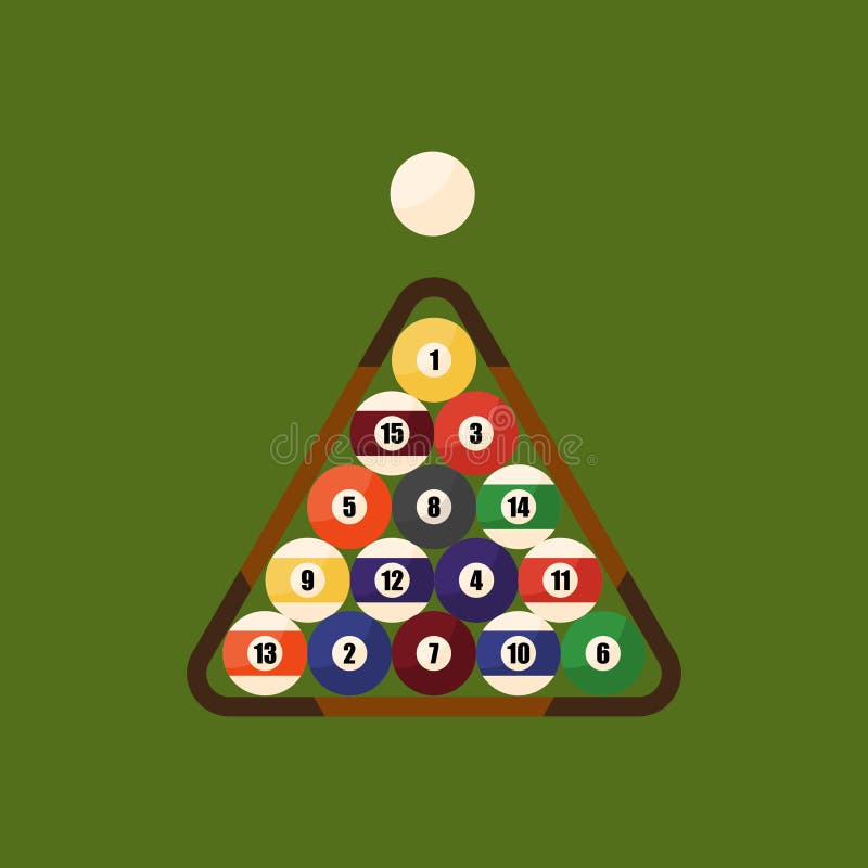 Eight Ball Setup Vector Illustration of Billiard Ball Logo on Green ...