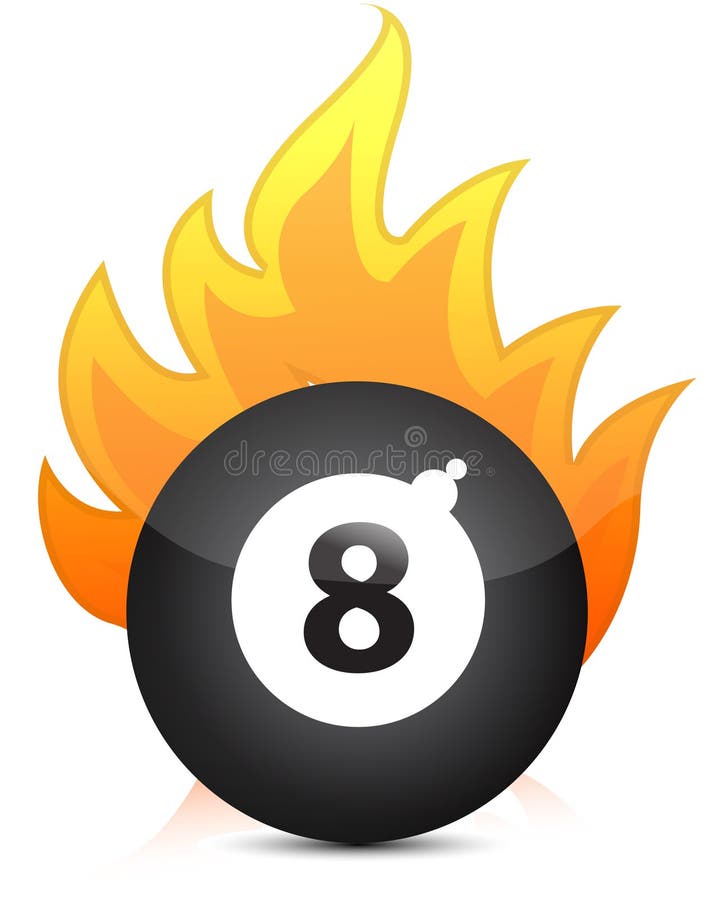 Billiard Ball 8 on Fire stock vector. Illustration of dynamic - 128661180