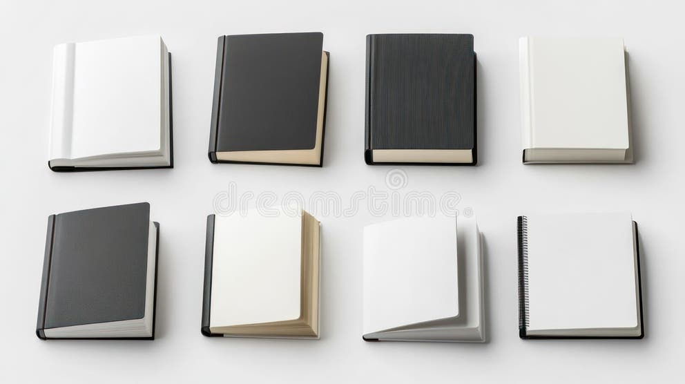 Eight Blank Books with Different Covers and Binding Types Stock ...