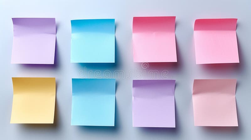 Colorful Sticky Notes Arranged on a White Surface Stock Photo - Image ...