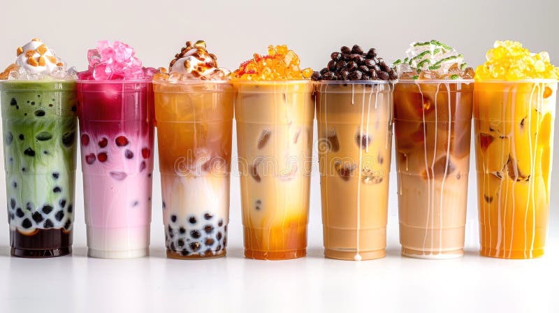 Assortment Colorful Bubble Tea Drinks Toppings Stock Photos - Free ...