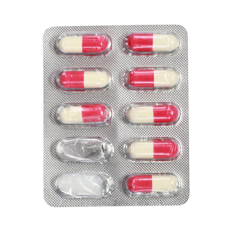 Eight Capsules in Foil Package Isolated on White Stock Image - Image of ...