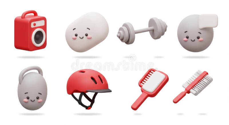 Cute 3D Cartoon Objects stock illustration. Illustration of gadget ...