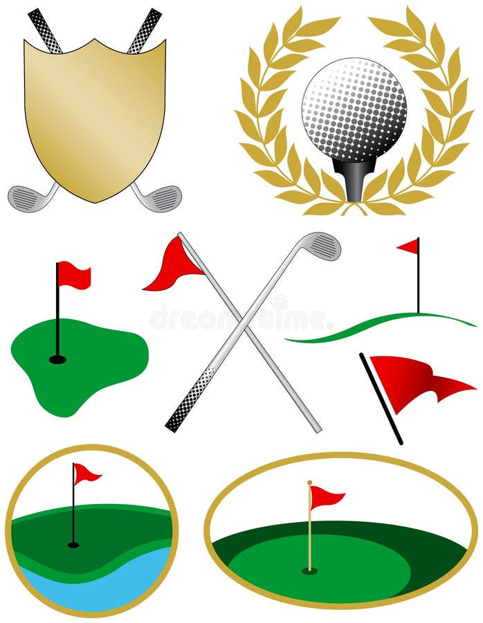 Eight Color Golf Icons stock vector. Illustration of emblem - 5233618