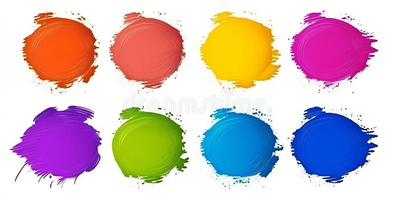 Eight Colorful Paint Circles on a White Background Stock Illustration ...
