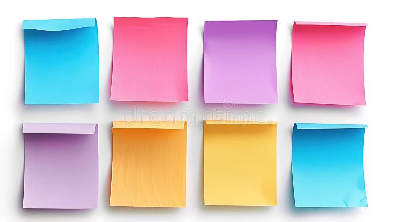 Eight Colorful Sticky Notes Isolated on White Background, Perfect for ...