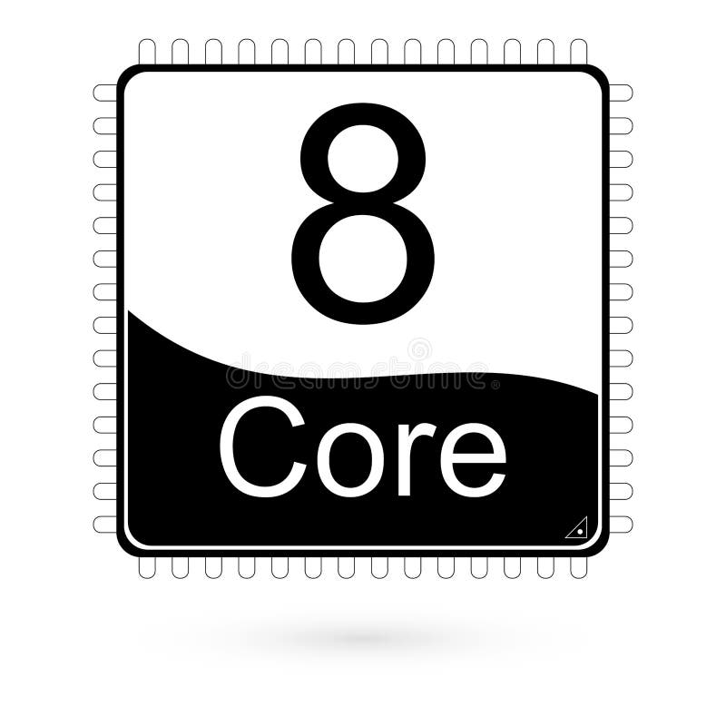 Eight Core Processor. Raster Stock Illustration - Illustration of macro ...