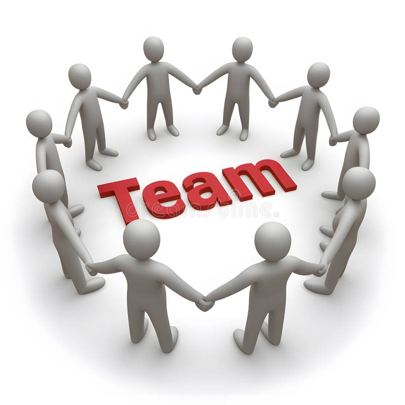 Eight 3D Figures Hold Hands Around TEAM, Emphasizing Unity Stock ...