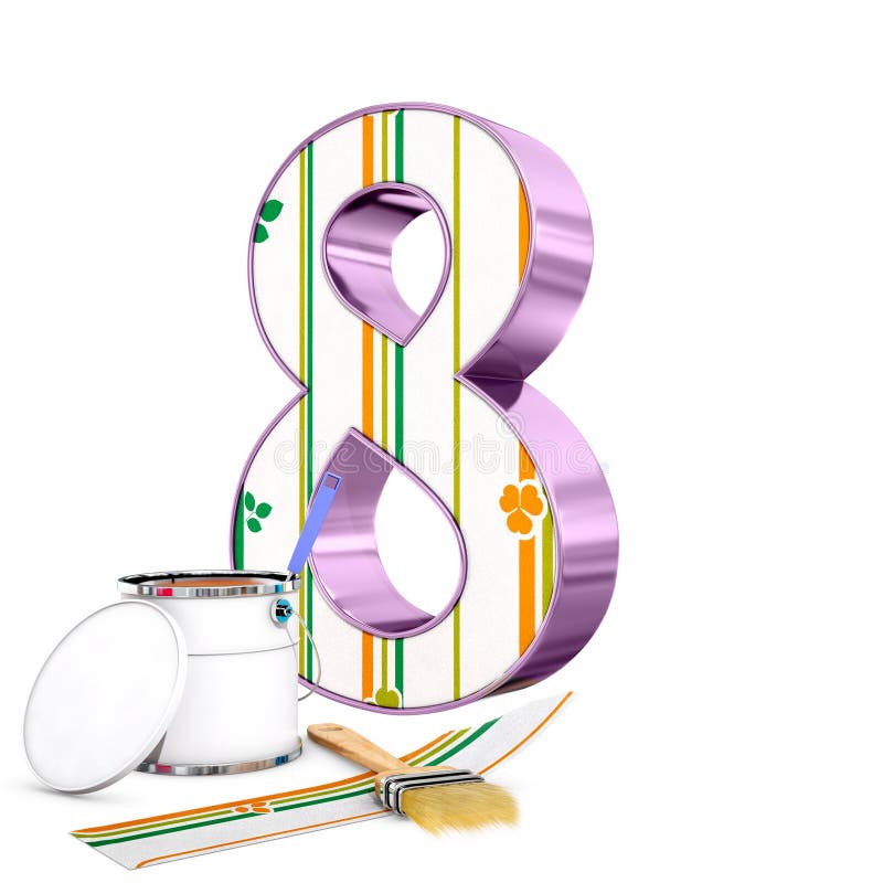 `eight` Decorated Number with Renovation Tools Stock Illustration ...