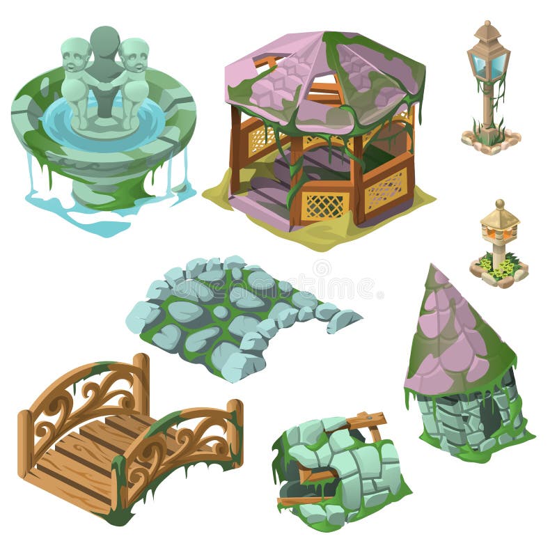 Eight Decorative Elements of the Park Stock Vector - Illustration of ...