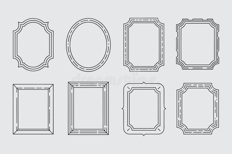 Eight Decorative Frame Outlines Vector Graphics Design Elements ...