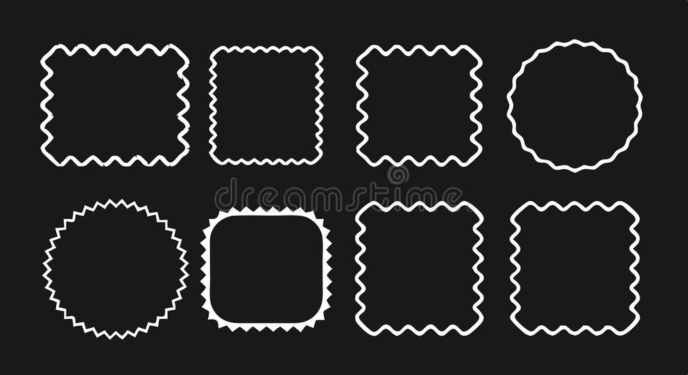Eight Decorative Wavy Spiky Frames Design Elements Border Templates ...