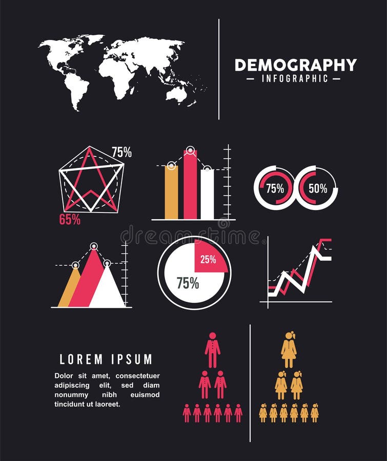 Eight Demography Infographic Icons Stock Vector - Illustration of ...