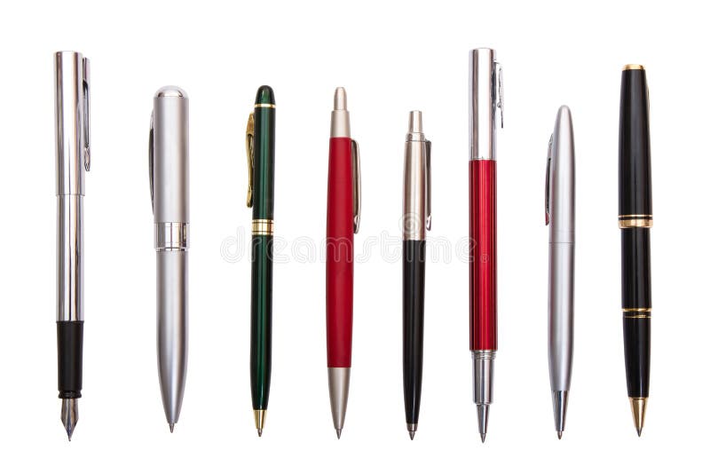 Ballpoint Pen in Eight Colors Stock Photo - Image of transparent ...