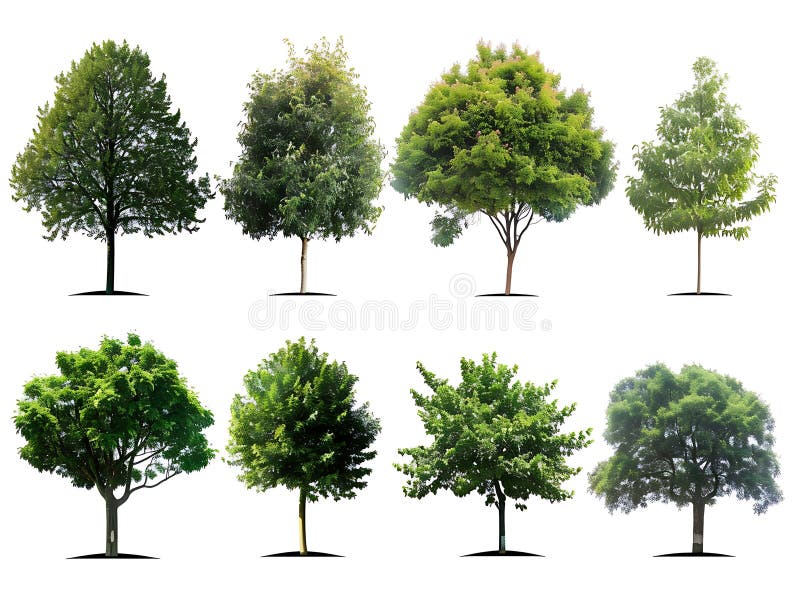 Eight Different Tree Species are Displayed, Each with a Unique Shape ...