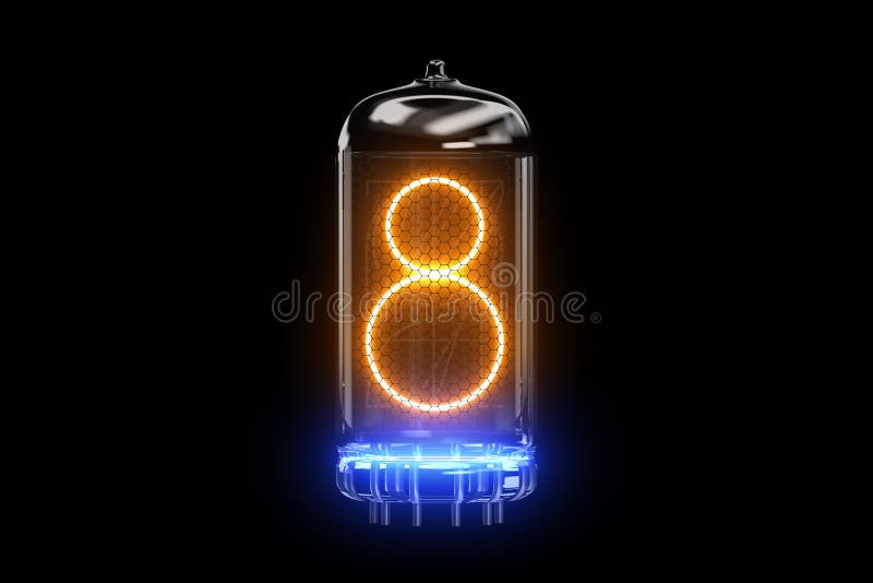 Eight. Digit 8. Nixie Tube Indicator Digit. Blue Backlight. Gas ...
