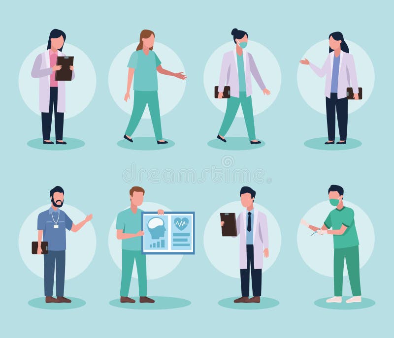 Eight doctors group stock vector. Illustration of team - 230392804