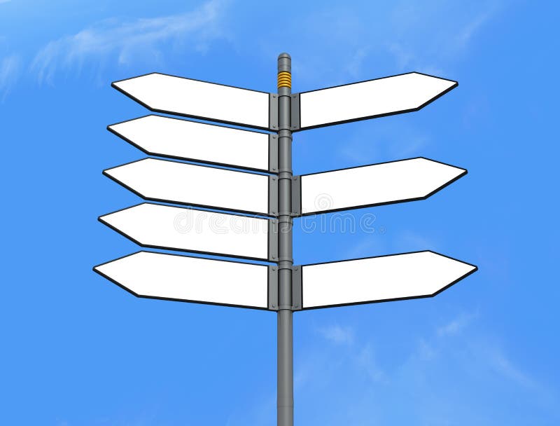 White Directional Sign Post Stock Illustration - Illustration of ...