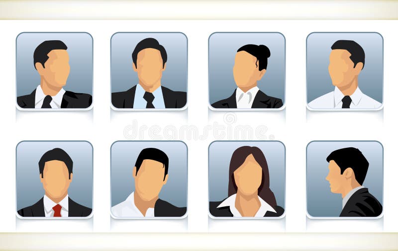 Eight Faceless Heads of Businesspeople Stock Vector - Illustration of ...