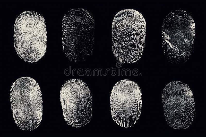 A Collection of Eight Fingerprints on a Dark Background, Symbolizing ...