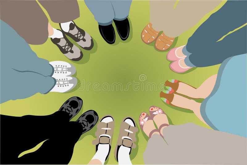 Eight Friends Stand in Circle Stock Vector - Illustration of respect ...