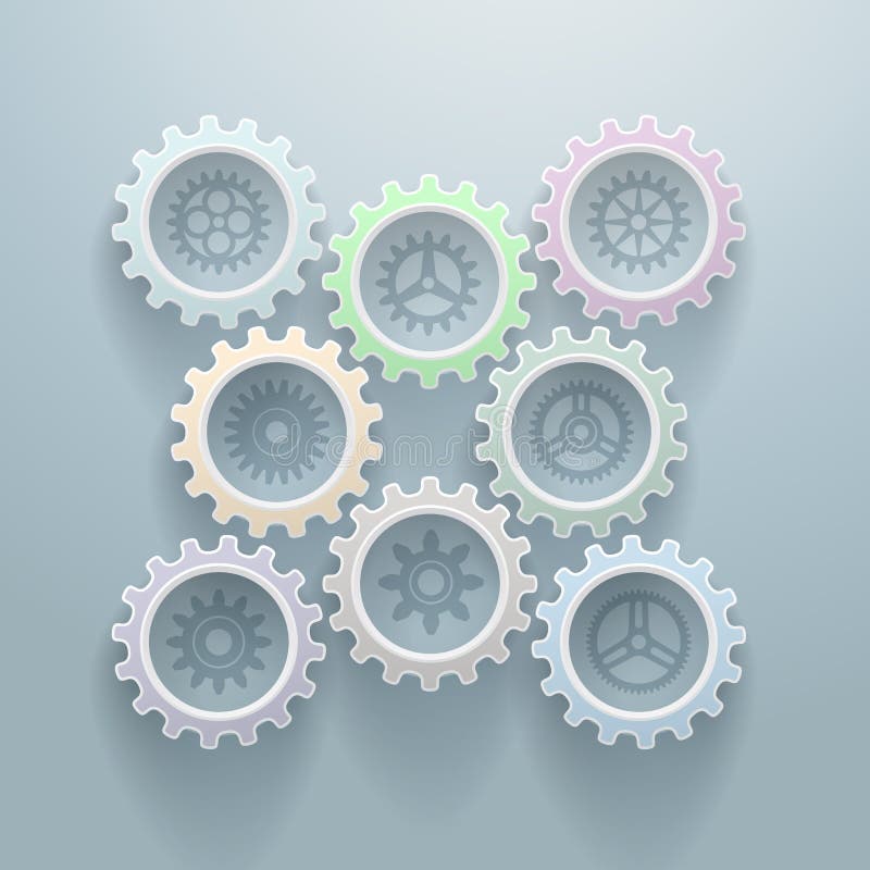 Eight Gears Decorative Background Stock Vector - Illustration of ...