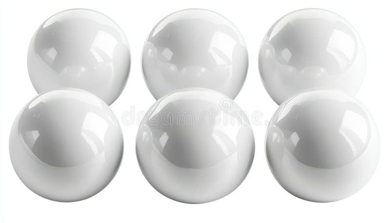 Eight Glossy White Spheres in a Grid Pattern Stock Illustration ...