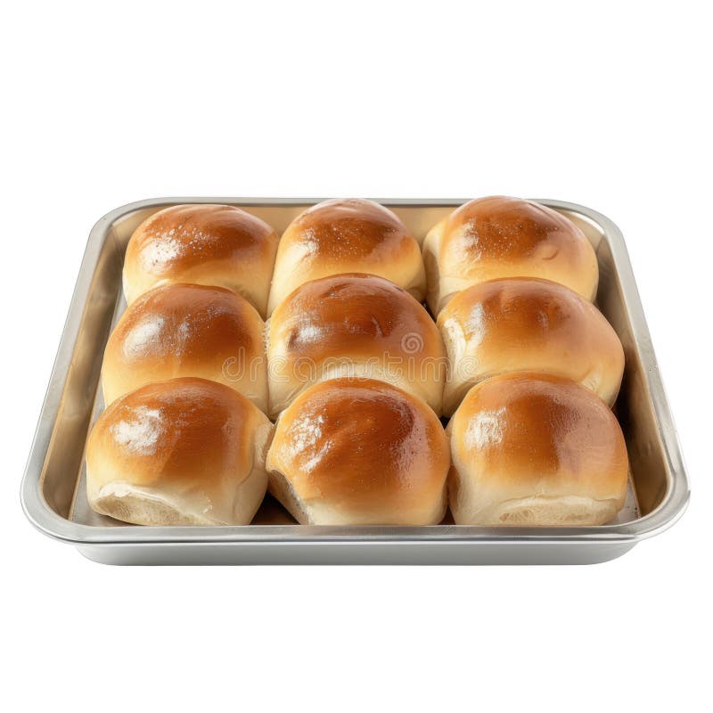 Eight Golden Brown Dinner Rolls in a Baking Pan Stock Photo ...