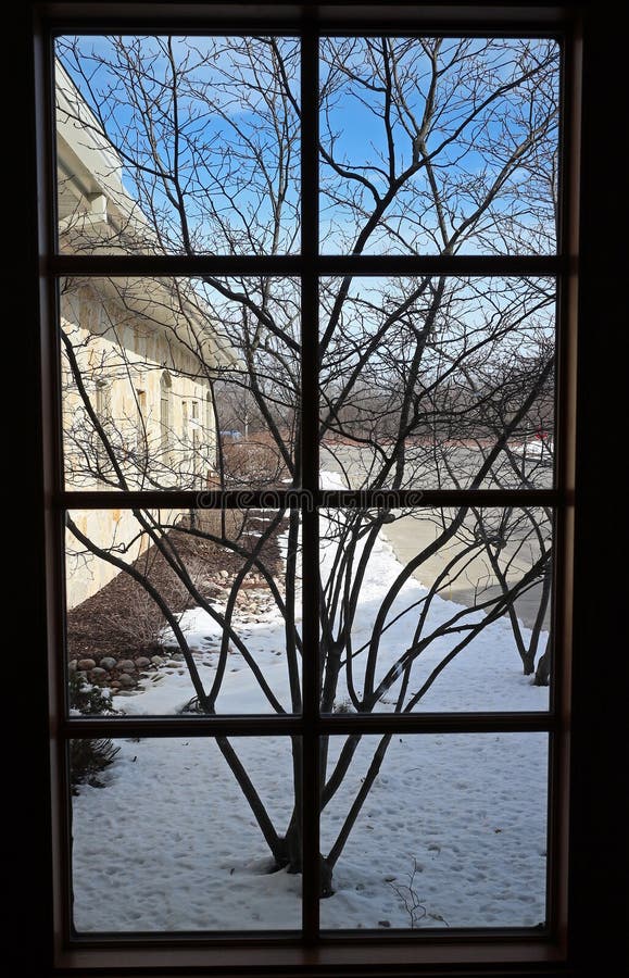 Eight Grill Window Winter Looking Out from Inside Stock Photo - Image ...