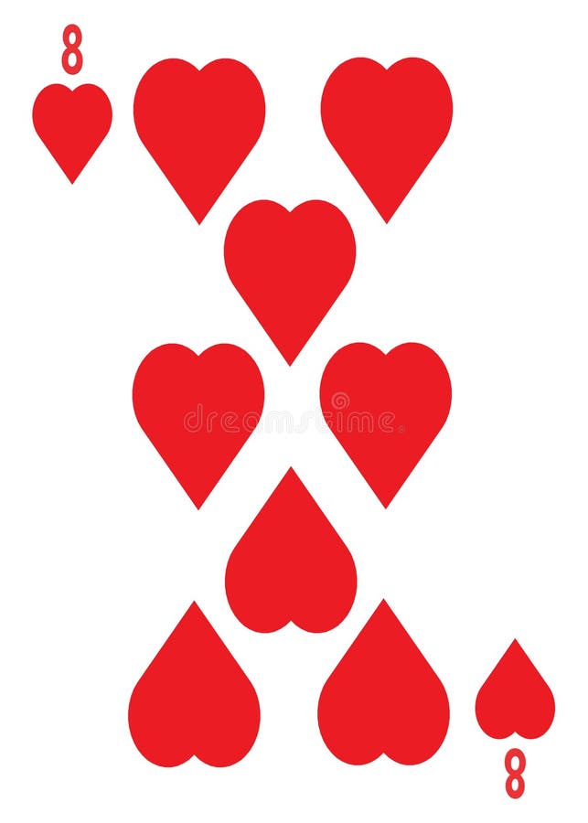 The Eight of Hearts Card in a Regular 52 Card Poker Playing Deck Stock ...